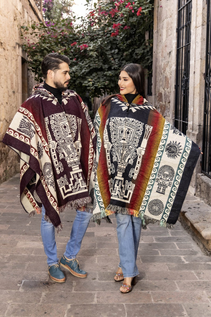Gaban Mexicano Azteca - Mexican Traditional Hooded Poncho