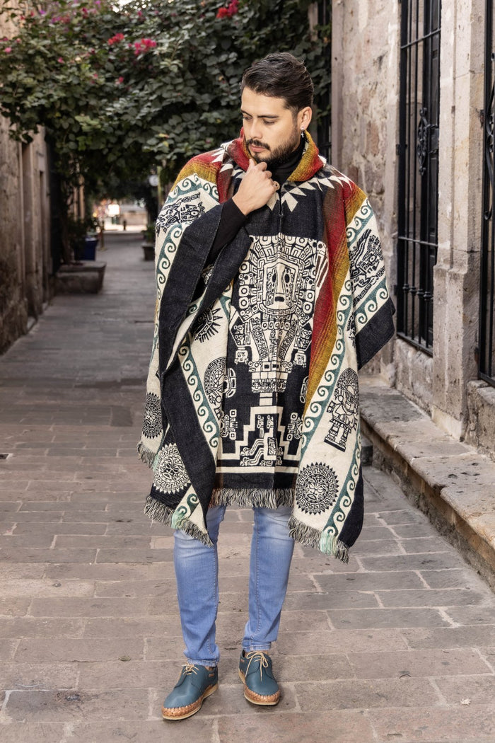 Gaban Mexicano Guadalupano - Men’s Mexican Traditional Hooded Poncho