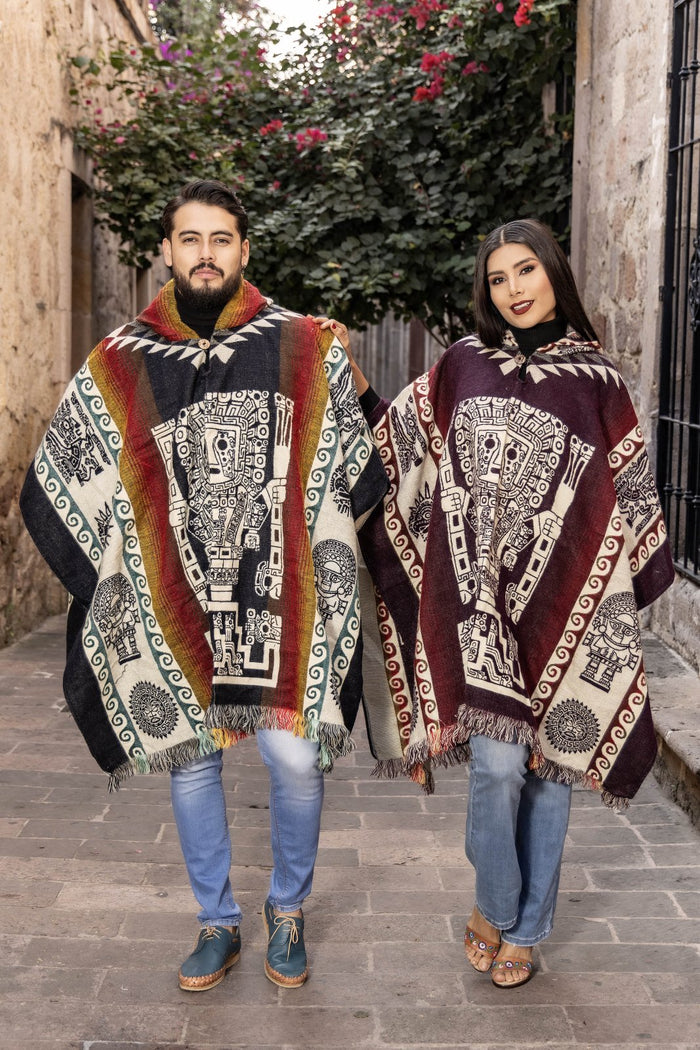 Gaban Mexicano Azteca - Mexican Traditional Hooded Poncho