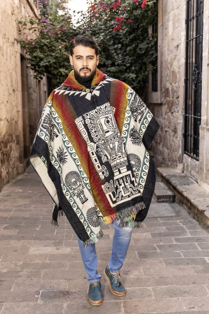 Gaban Mexicano Guadalupano - Men’s Mexican Traditional Hooded Poncho