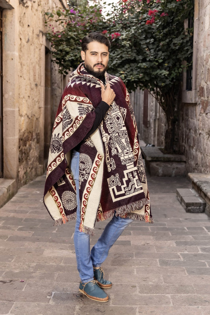 Gaban Mexicano Guadalupano - Men’s Mexican Traditional Hooded Poncho