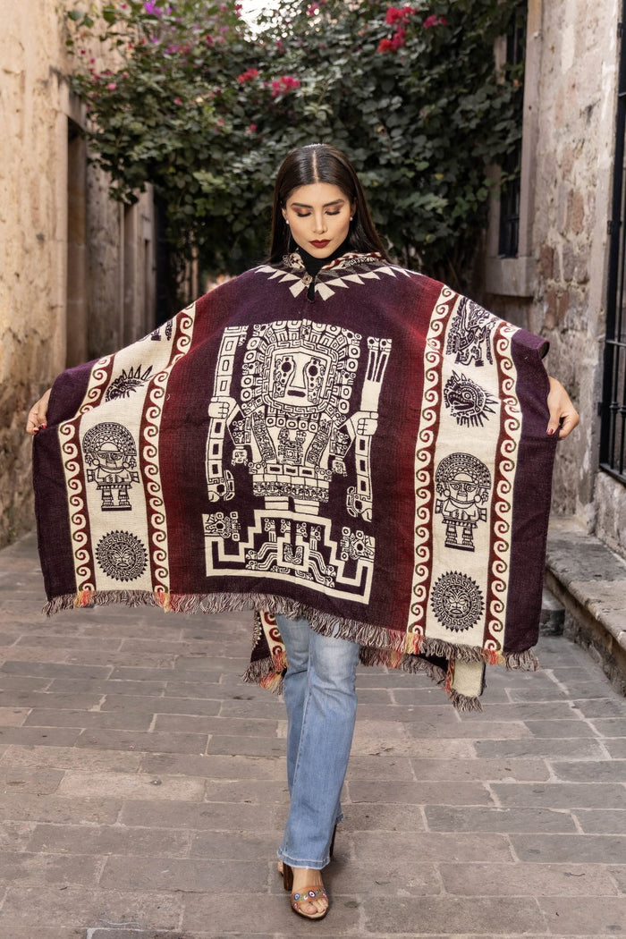 Gaban Mexicano Azteca - Mexican Traditional Hooded Poncho