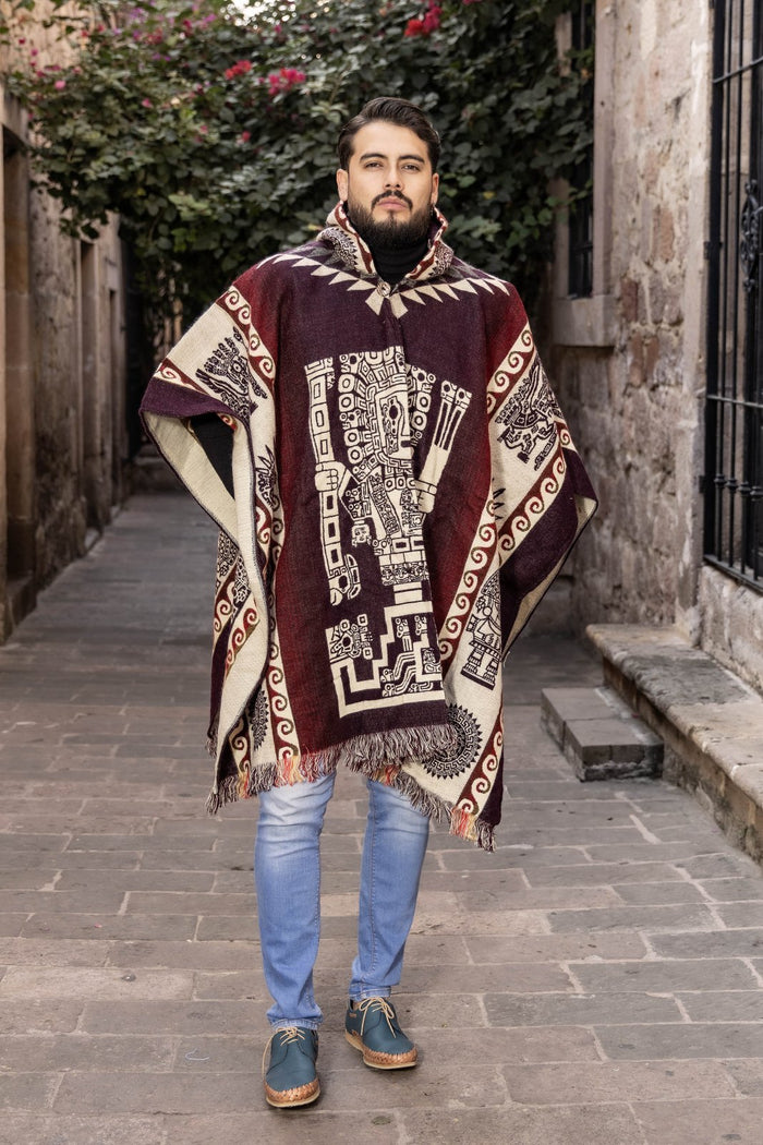 Gaban Mexicano Guadalupano - Men’s Mexican Traditional Hooded Poncho