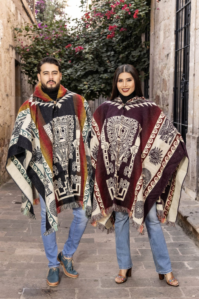 Gaban Mexicano Azteca - Mexican Traditional Hooded Poncho