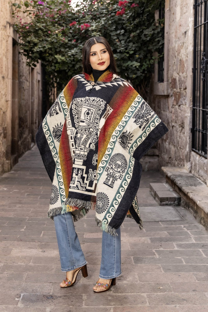 Gaban Mexicano Azteca - Mexican Traditional Hooded Poncho