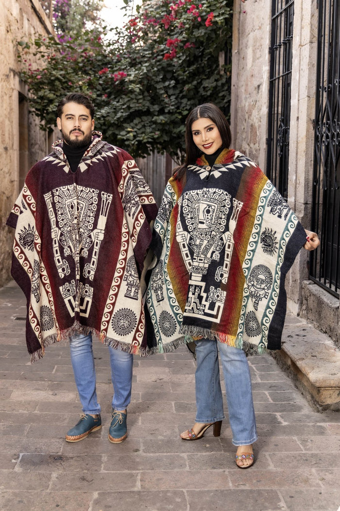 Gaban Mexicano Azteca - Mexican Traditional Hooded Poncho