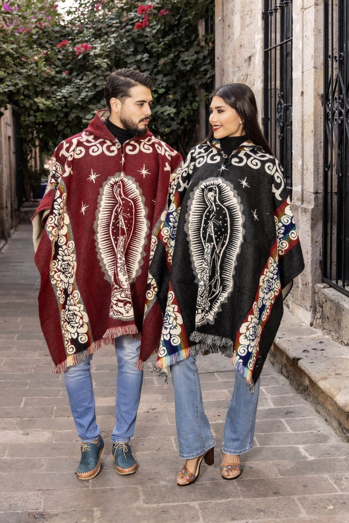 Gaban Mexicano Guadalupano - Men’s Mexican Traditional Hooded Poncho